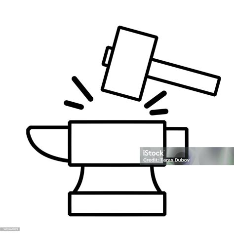 Enclume Et Marteau De Forgeron Symbole Du Travail En Forge Forgeage Et
