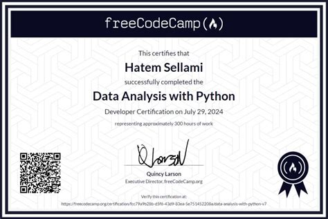 Data Analysis Certificate With Python Hatem Sellami Posted On The