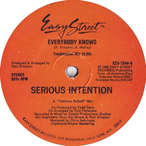 Serious Intention We Know First Floor Records Used House Vinyl