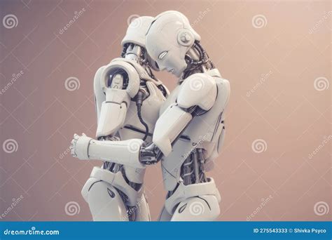 Couple Robot Holding Each Other In Love Generative Ai Stock