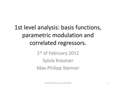 Ppt 1st Level Analysis Basis Functions Parametric Modulation And