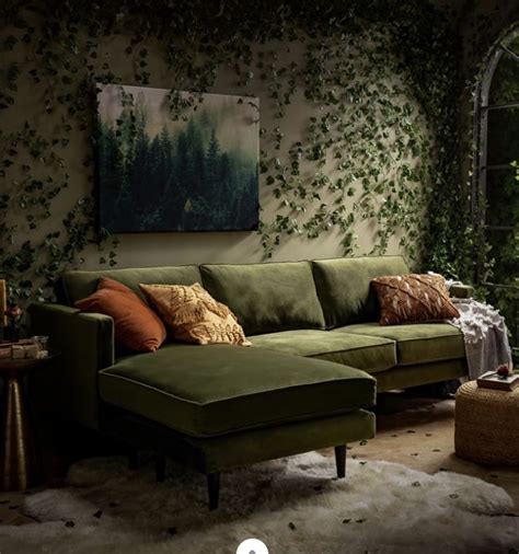 Pin By Christine Berthiaume On Love This Green Couch Living Room