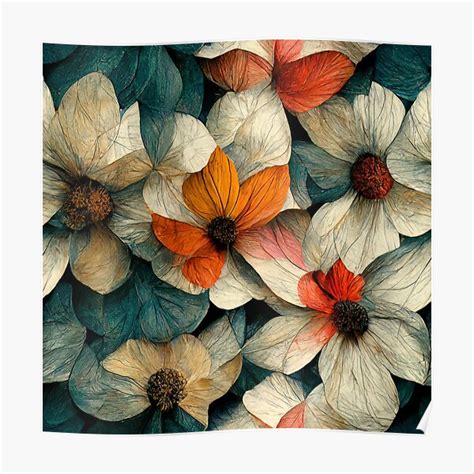 Harmonic Retro Vintage Flower Pattern Poster For Sale By Lordyswiss Redbubble
