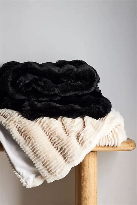 Arden Faux Fur Throw Blanket Anthropologie