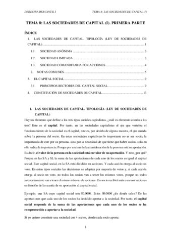 Tema Las Sociedades De Capital I Primera Parte Pdf