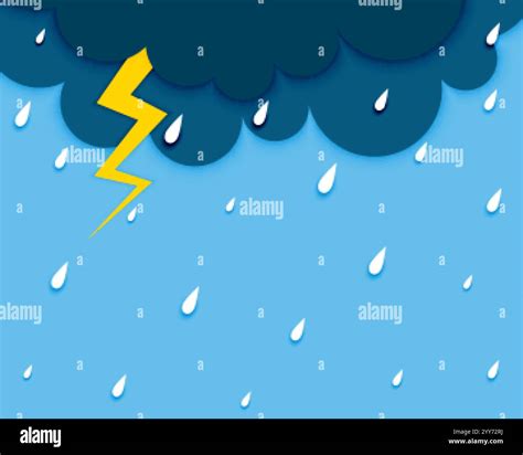 Dark Cloud With Flash Lightening And Rainfall Stock Vector Image And Art