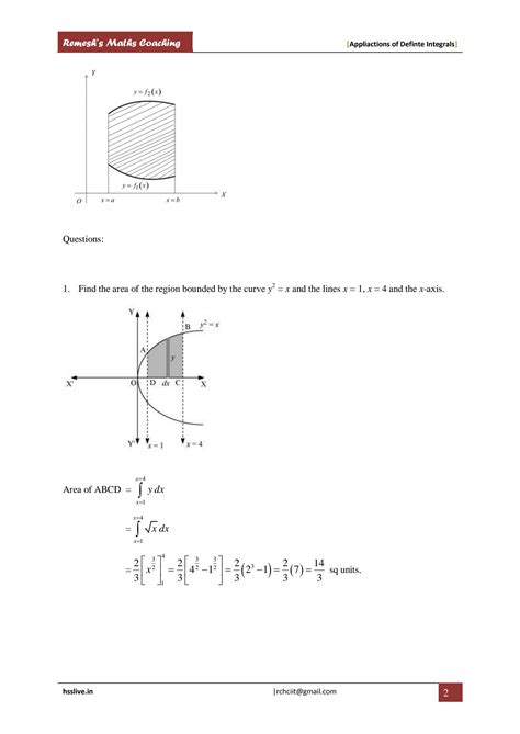 Solution Applications Of Definite Integrals Studypool