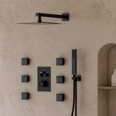 Cranach Thermostatic 7 Spray 12 In Wall Mount Dual Shower Head And