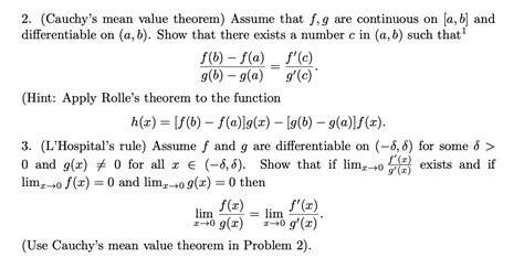 Solved 2 Cauchys Mean Value Theorem Assume That Fg Are