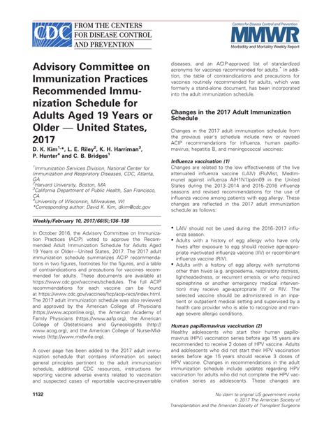 Pdf Advisory Committee On Immunization Practices Recommended