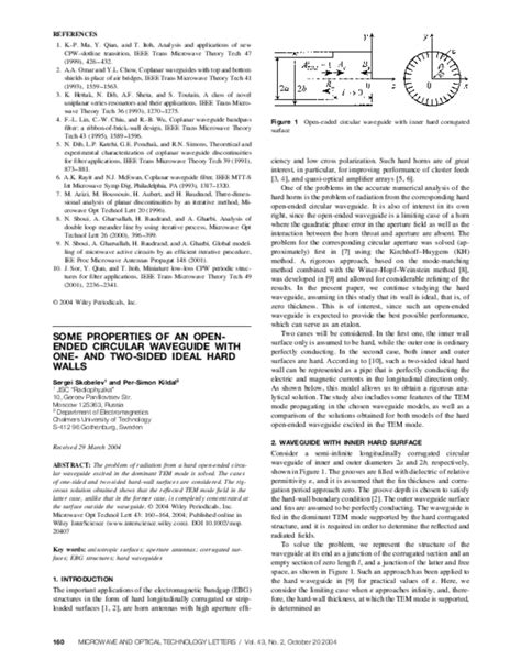 pdf some properties of an open ended circular waveguide with one and