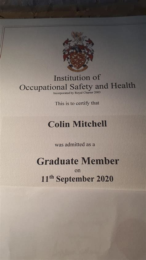 Colin Mitchell Grad Iosh On Linkedin Thg Ioshmanagingsafely Iosh