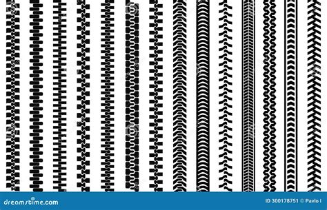 Zipper Sign Set Silhouette Collection Zipper Seamless Different