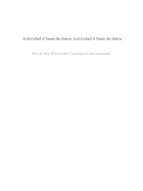 Actividad 6 Base De Datos Actividad 6 Base De Datos Pdf