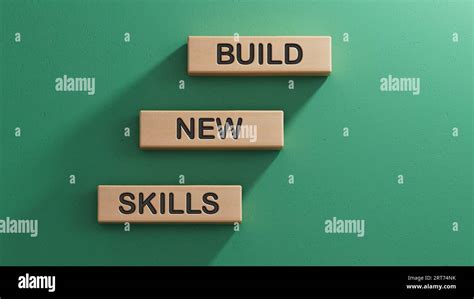 Build New Skills Symbol Concept Word Build New Skills On Wooden Blocks