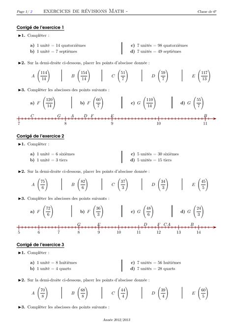 Nombres en écriture fractionnaire 6ème exercices corrigés