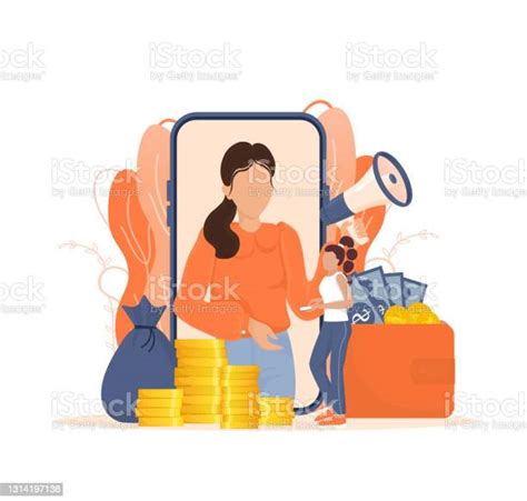 전단지 디자인을 위해 흰색 배경에 메가폰을 들고 있는 친구 남자를 참조하는 템플릿 플랫 스타일로 벡터 그림 리퍼럴 마케팅에 대한 스톡 벡터 아트 및 기타 이미지 Istock