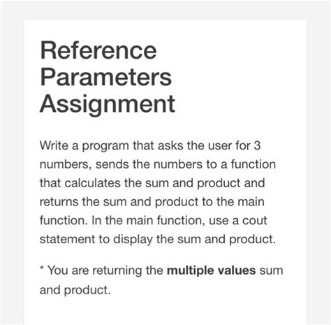 solved reference parameters assignment write a program that