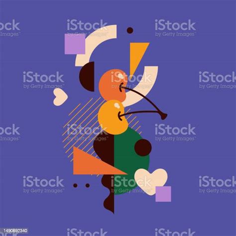 기하학적 요소가 있는 최소한의 스타일의 벡터 그래픽 디자인을위한 템플릿입니다 체리의 그림 주스에 대한 스톡 벡터 아트 및 기타