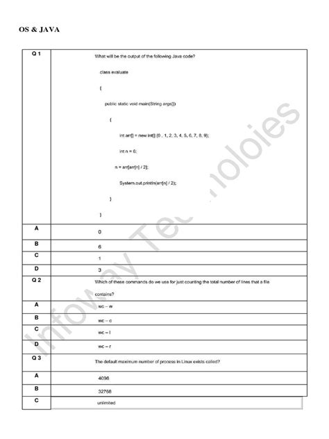 Os And Java 40 Question Quiz Pdf