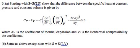 Solved Be Difference Between The Specific Heats At Constant Chegg