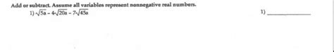 Solved Add Or Subtract Assume All Variables Represent