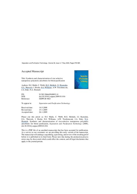 Pdf Synthesis And Characterization Of Size Selective Nanoporous