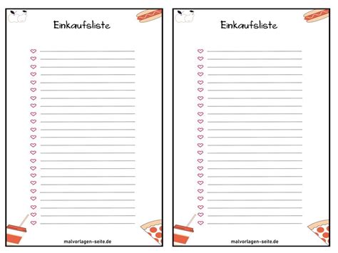 Einkaufsliste Vorlage Jetzt Kostenlos Herunterladen