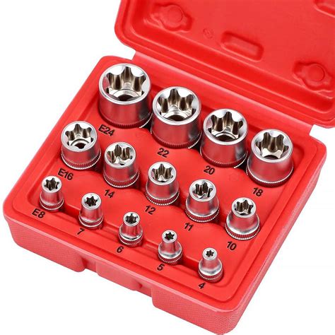 Sedy 14 Piece E Torx Socket Set Premium Female Torx Socket Set Ultimate Star Socket Set
