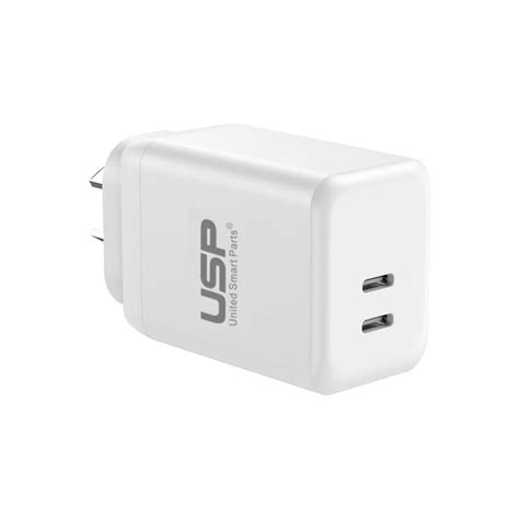 Usp 45w Dual Ports Usb C Pd Gan Wall Charger White Charge Two Device Simultaneously Smart