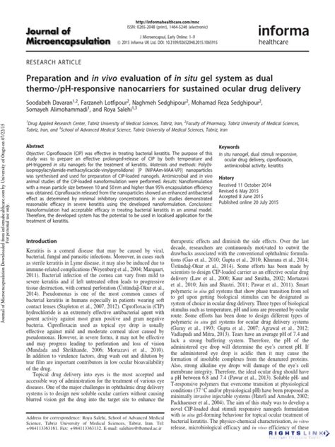 Preparation And In Vivo Evaluation Of In Situ Gel System As Dual Thermo Ph Responsive