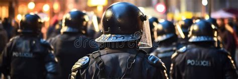 Police Swat Officer In Full Tactical Gear Special Police Team In