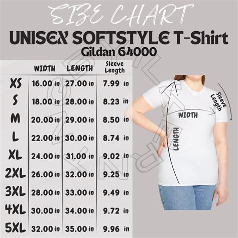 T Shirt Size Chart I Gildan 64000 Size Chart Size Chart Unisex