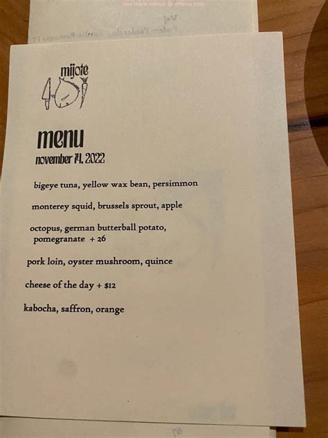 Online Menu Of Mijoté Restaurant San Francisco California 94110 Zmenu