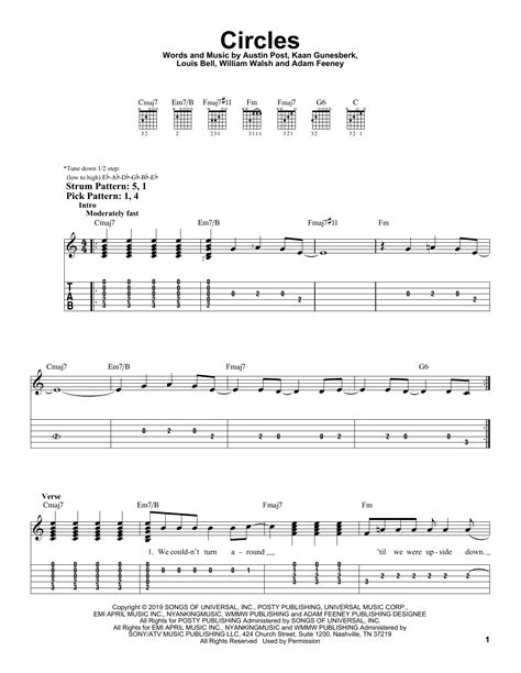 Circles By Post Malone Sheet Music For Easy Guitar Tab At Sheet Music