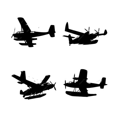 Silueta Vectorial De Una Aeronave Anfibia Vector Premium Generado Con Ia