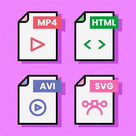 ドキュメント ファイル フォルダー ダウンロード ベクター カラー形式 Pdf Doc Xls  Zip Txt Png Json