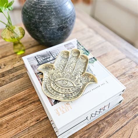 Hamsa Hand Tray Brass Coastal Boheme Collective