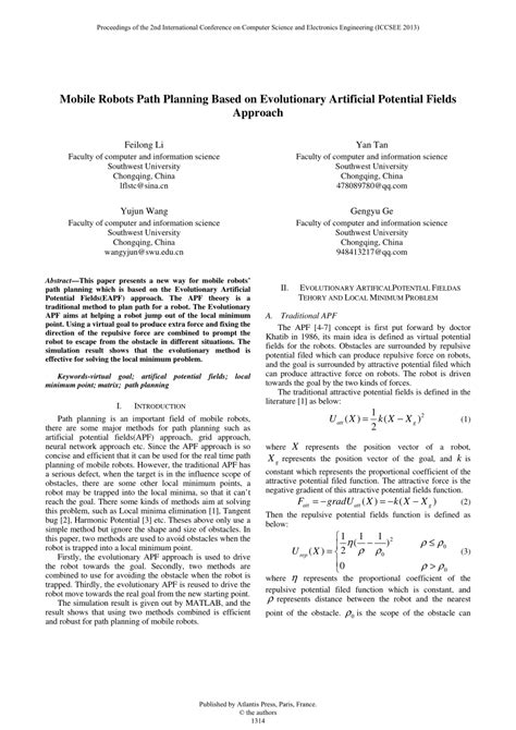Pdf Mobile Robots Path Planning Based On Evolutionary Artificial
