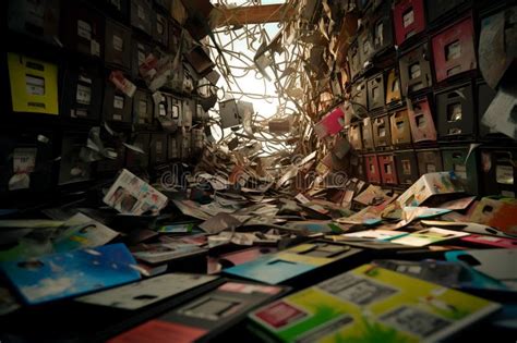 A Huge Dumping Ground For Cassette Tapes Stock Illustration