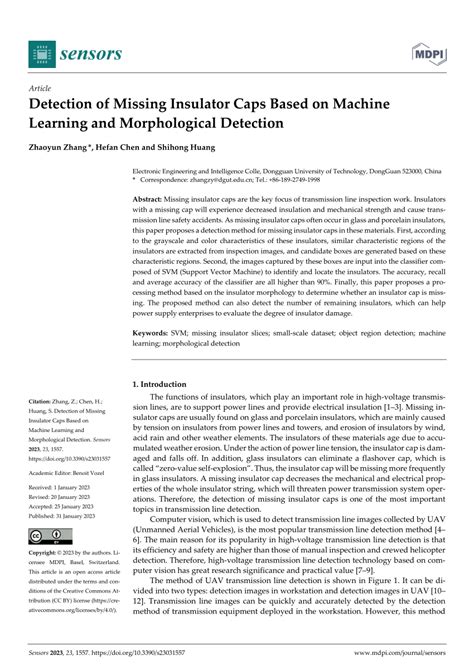 Pdf Detection Of Missing Insulator Caps Based On Machine Learning And Morphological Detection