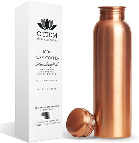 34oz Pure Copper Water Bottle For Drinking Large Handcrafted Ayurvedic Copper Water Bottle