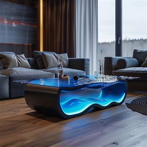 Radiant Ripples Bioluminescent Wave Coffee Tables