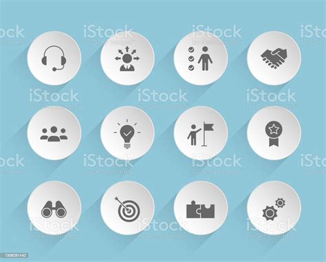 파란색 배경에 투명한 그림자가 있는 둥근 푹신한 종이 원의 팀워크 벡터 아이콘입니다 웹 모바일 및 사용자 인터페이스 설계를 위한 팀워크 스톡 벡터 아이콘 0명에 대한 스톡