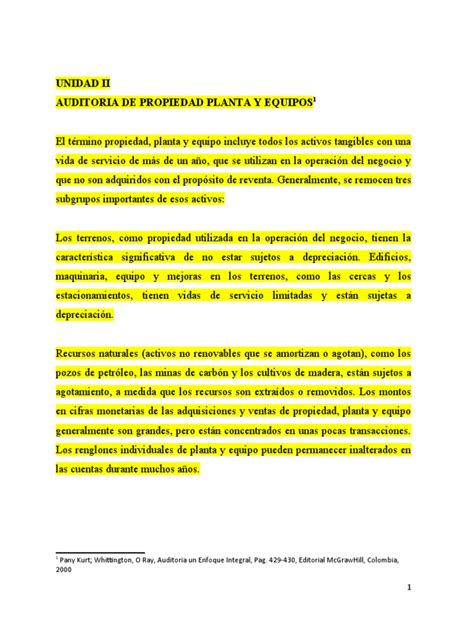 Propiedad Planta Y Equipo Pdf Auditoría Depreciación