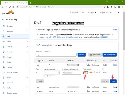 Cách thiết lập sử dụng DNS của CloudFlare cho web blog