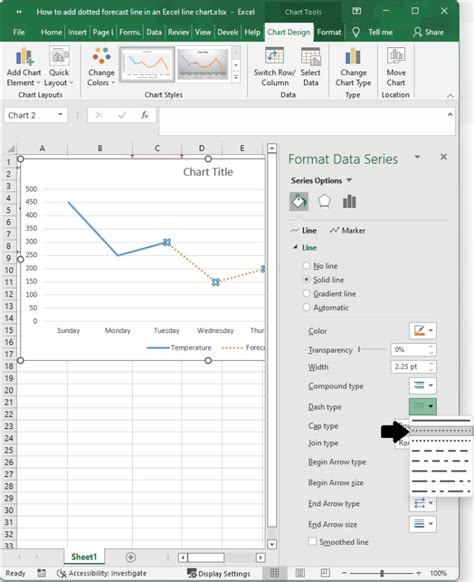How To Add Dotted Forecast Line In An Excel Line Chart