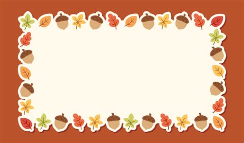 rectángulo otoño marco hecho de hojas y bellota moderno vector