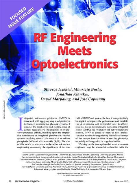 Pdf Rf Engineering Meets Optoelectronics Progress In Integrated