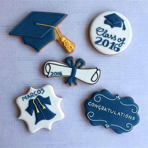 Decorated Cookies With Graduation Caps And Diplomas